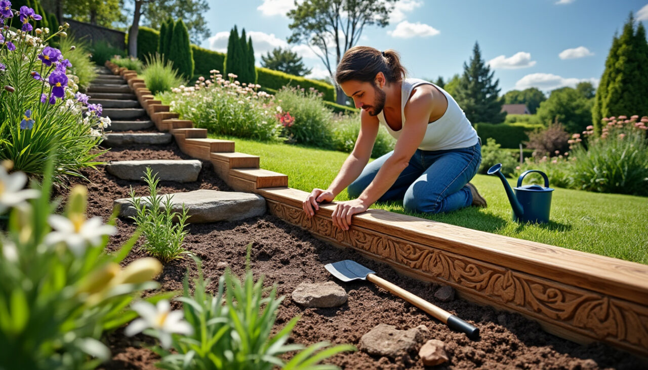 Poser des bordures dans un jardin en pente : astuces et techniques